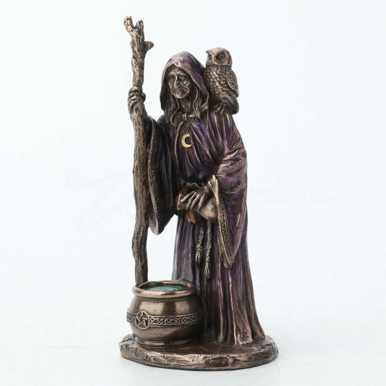 - Bronze Finish Crone Statue- Triple Goddess Mini Statue Hand Painted #MMCC
