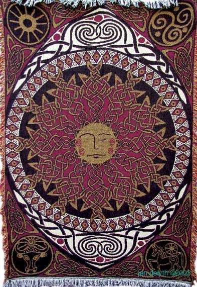 - CELTIC SUN TAPESTRY AFGAN THROW by Artist Jen Delyth #KDSUN