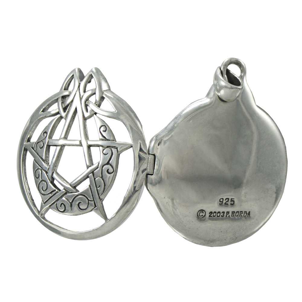 - Dryad Sterling Silver Crescent Moon Pentacle Aromatherapy Locket ...