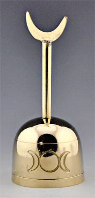 - TRIPLE MOON BRASS ALTAR BELL 023- 5.5"H #BELL023